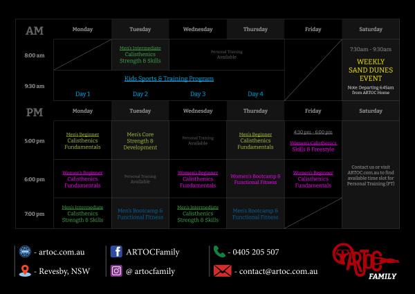 Timetable & Bookings – ARTOC